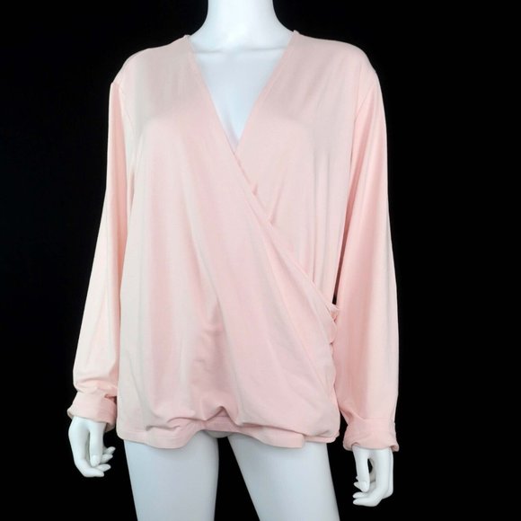 J. Jill | Tops | J Jill Faux Wrap Top Pale Pink Long Sleeve Stretch Blouse Womens Plus 3x Nwt ...